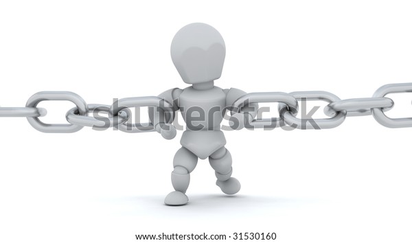 3d Render Man Holding Chain Together: stockillustratie 31530160 ...