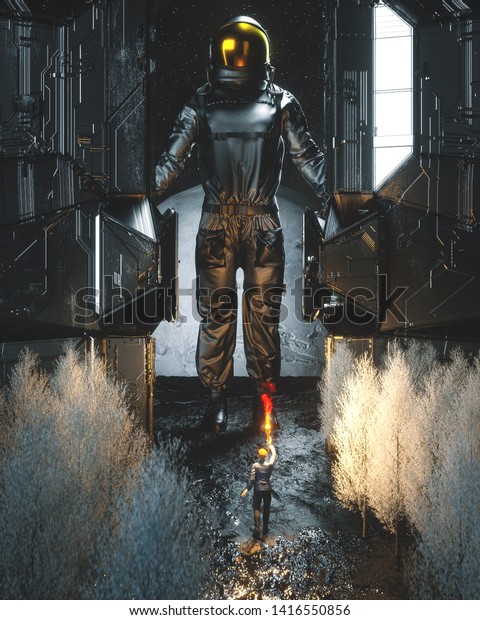 3d Render Man Holding Torch Moving Stock Illustration 1416550856 ...