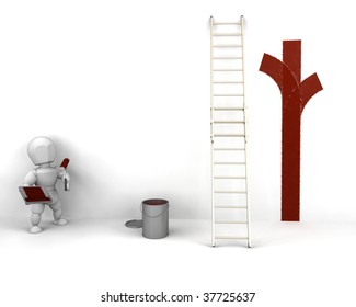 3d Render Man Painting Wall Stock Illustration 37725637 | Shutterstock