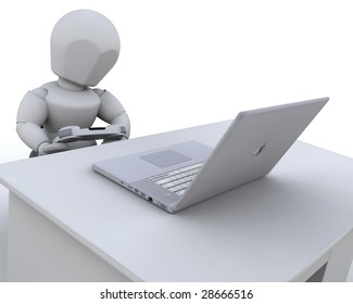 3d Render Man Playing Computer Games Stock Illustration 28666516 ...