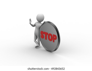 3d Render 3d Man Stop Icon Stock Illustration 492843652 | Shutterstock