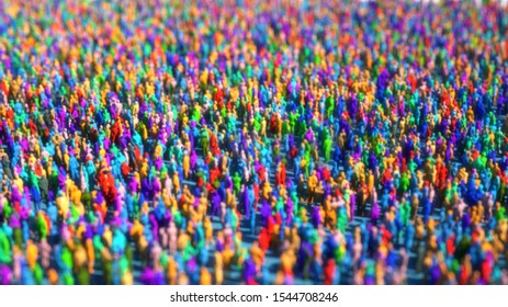 3d Render Massive Crowd Low People Stock Illustration 1544708246 ...