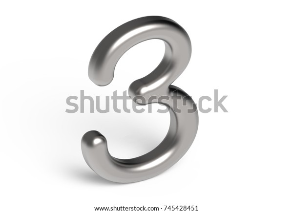 3d Render Metallic Number 3 Thin Stock Illustration 745428451 ...