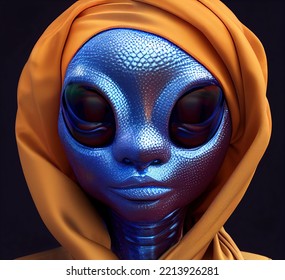 3d Render Metallic Silver Alien Headscarf Stock Illustration 2213926281 ...