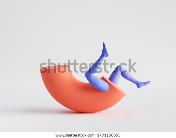 3d Render Miserable Cartoon Character Lies Stock Illustration ...