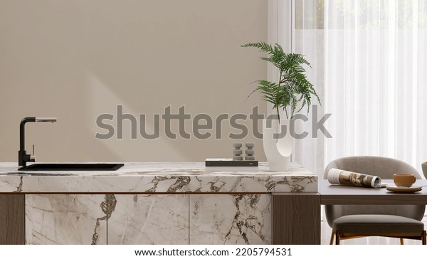 3d Render Modern Luxury Kitchen Dining Stock Illustration 2205794531 ...