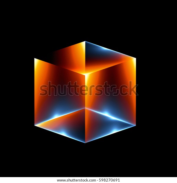 3d render. Modern technology. Box scheme. Neural network. Glass blocks ...