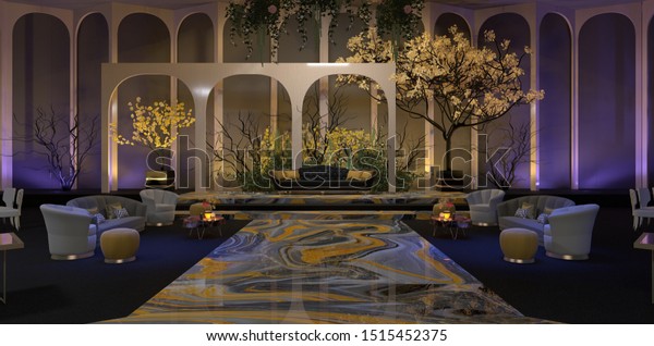 3d Render Modern Wedding Hall Design Stock Illustration 1515452375 ...