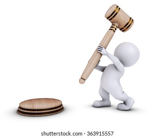 3d Render Morph Man Gavel Stock Illustration 390313162