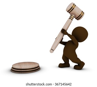 3d Render Morph Man Gavel Stock Illustration 390313162