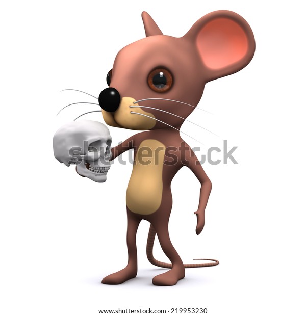 3d Render Mouse Holding Human Skull Stock Illustration 219953230