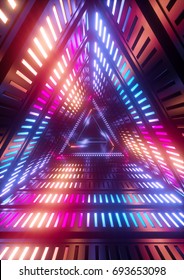 3d Render Neon Lights Triangle Tunnel Stock Illustration 693653098 ...
