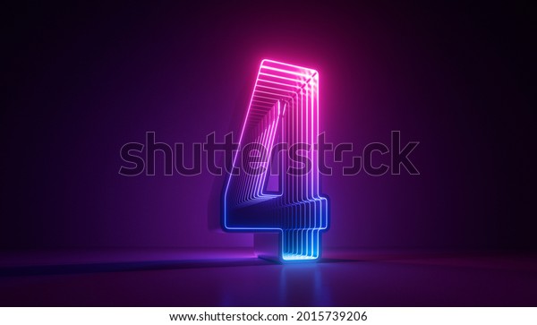 3d Render Number Four Digital Symbol Stock Illustration 2015739206 ...