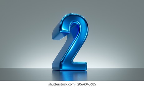 3d Render Number Two Blue Glossy Stock Illustration 2064340685 ...