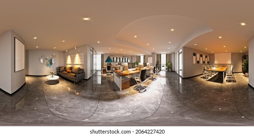 3d Render Office Interior 360 Degrees Stock Illustration 2064227420 ...