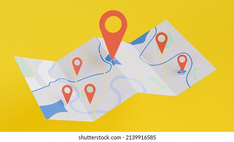 3d Render Paper Map Location Icon Stock Illustration 2139916585 ...