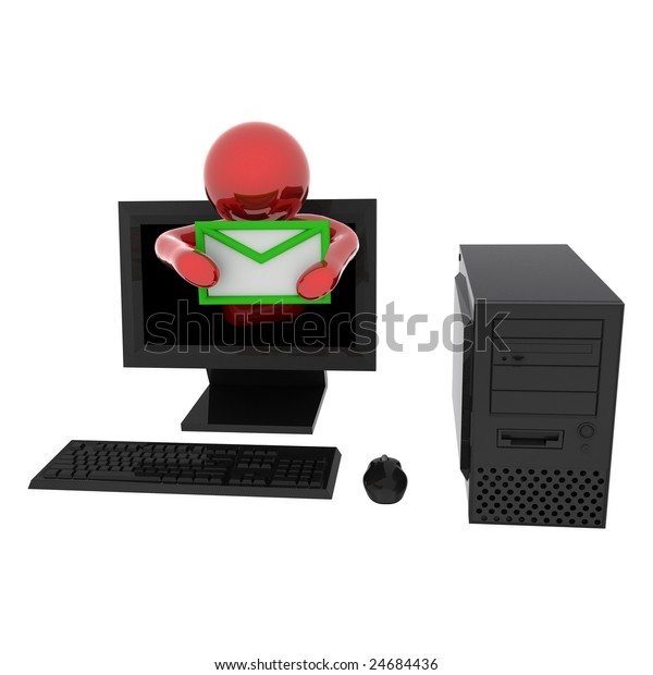 3d Render Person Computer Letter Isolated Stock Illustration 24684436 ...