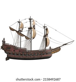 3d Render Pirate Ship Isolated Stock Illustration 2158492687 | Shutterstock