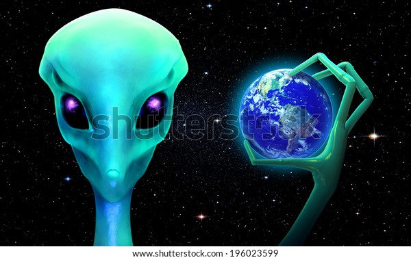 3d Render Planet Earth Hand Alien Stock Illustration 196023599 ...