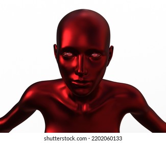 3d Render Portrait Red Bald Woman Stock Illustration 2202060133 ...