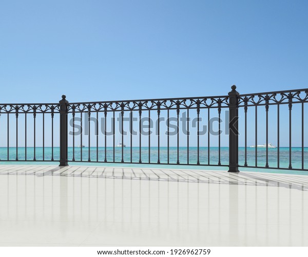 3d Render Project Wrought Iron Railing Stock Illustration 1926962759