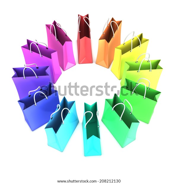 3d Render Radial Array Rainbow Coloured Stock Illustration 208212130 ...