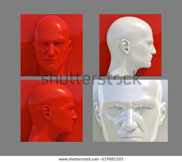 3d Render Realistic 3d Human Heads Stock Illustration 619881503 ...