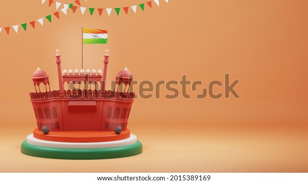 3d Render Red Fort Monument Over Stock Illustration 2015389169 ...