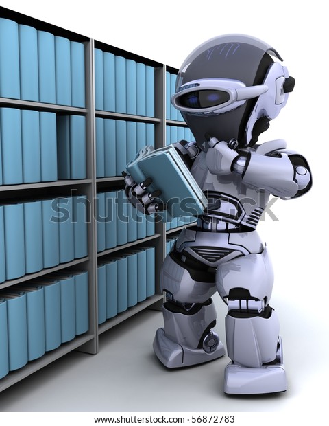 3d Render Robot Bookshelf Stock Illustration 56872783 | Shutterstock