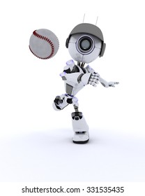 3d Render Robot Playing Baseball Stock Illustration 331535435 ...