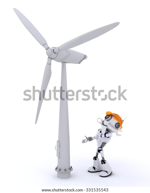 3d Render Robot Wind Turbine Stock Illustration 331535543 | Shutterstock