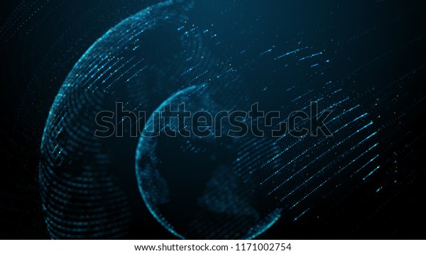 3d Render Rotated Map Made Dots Stock Illustration 1171002754 ...