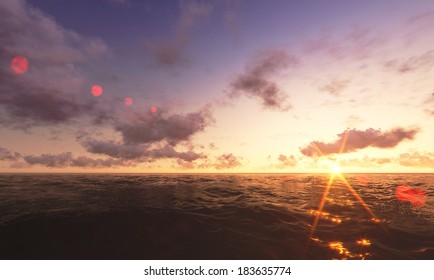 3d Render Sea Sunset Stock Illustration 183635774 | Shutterstock