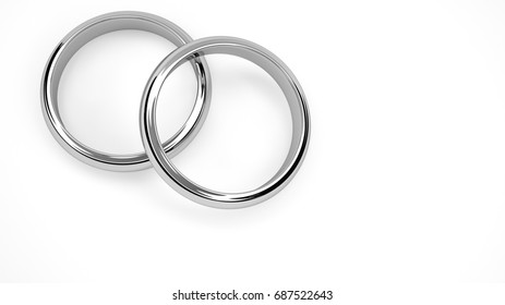 3d Render Silver Wedding Rings Top Stock Illustration 687522643