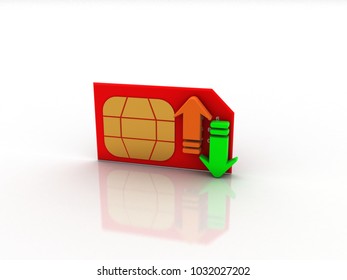 3d Render Sim Uploading Downloading Arrow: ilustrações stock 1032027202 ...