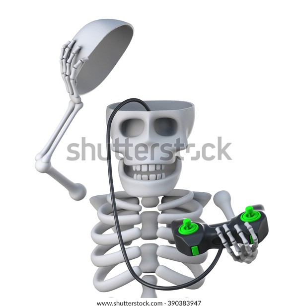 3d Render Skeleton Joystick Connected Inside Stock Illustration ...