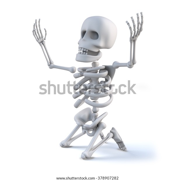 3d Render Skeleton Kneeling On Ground Stock Illustration 378907282 ...