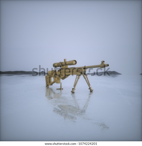 3d Render Sniper Rifle Background Stock Illustration 1074224201 ...