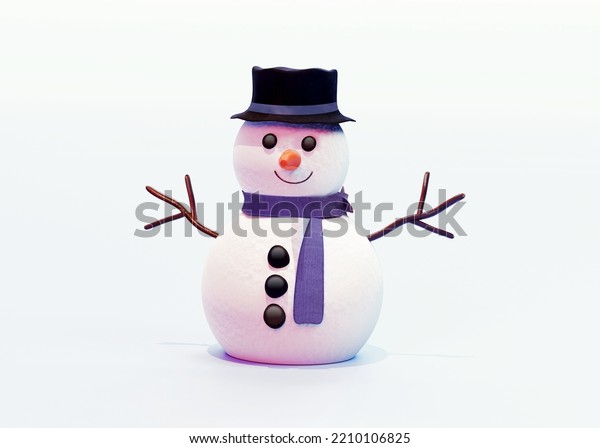 3d Render Snowman On White Background Stock Illustration 2210106825 ...