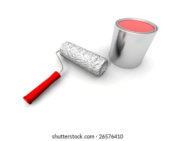 3d Render Some Roll Painter Red Stock Illustration 26576410 | Shutterstock