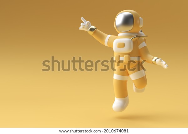 3d Render Spaceman Astronaut Hand Pointing Stock Illustration 2010674081