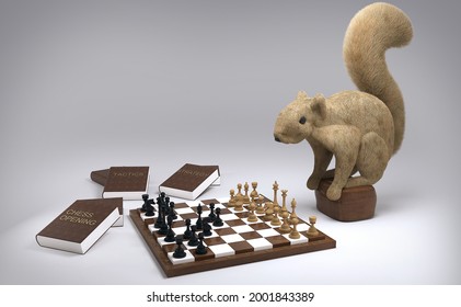 3d Render Squirrel Playing Chess Stock Illustration 2001843389 ...