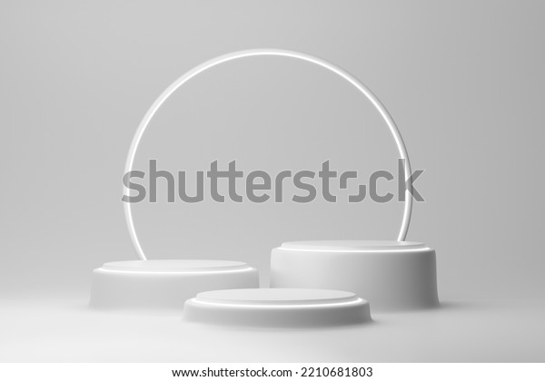 3d Render Stage Modern White Mockup Stock Illustration 2210681803 ...