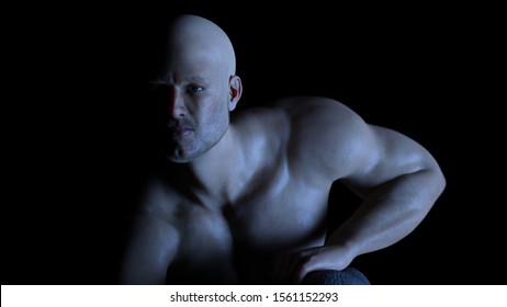 3d Render Strong Man Shadow Stock Illustration 1561152293