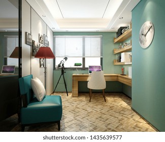 3d Render Study Room Stock Illustration 1435639577 | Shutterstock