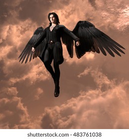 3d Render Stunning Demon Flying Sky Stock Illustration 483761041