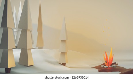 3d Render Stunning Stylized Polygonal Bonfire Stock Illustration ...