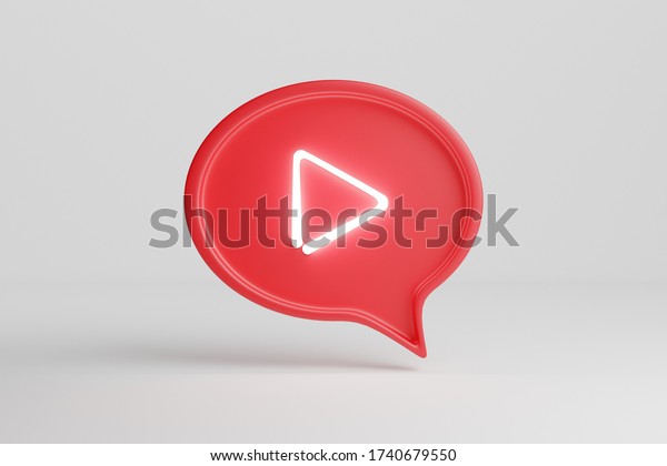 3d Render Talk Ballon Play Neon Stock Illustration 1740679550
