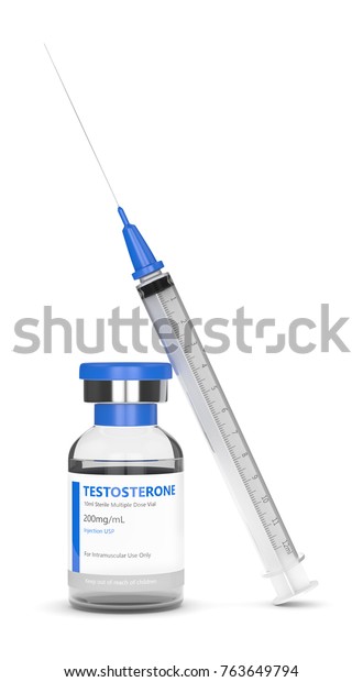 3d Render Testosterone Injection Vial Syringe Stock Illustration ...