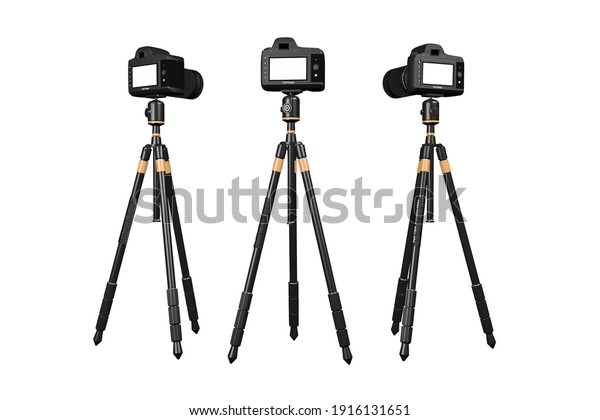 3d Render Three Digital Cameras Mounted Stock Illustration 1916131651 ...